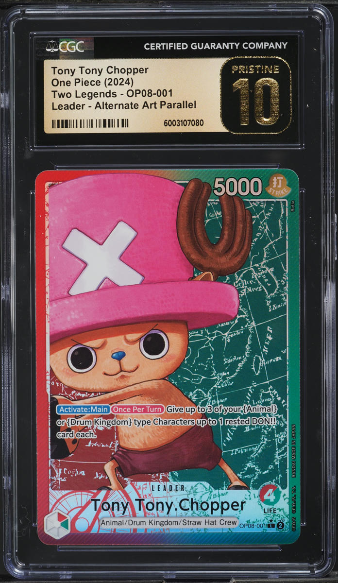 2024 One Piece Two Legends Alt Art Tony Tony Chopper #OP08-001 CGC 10 PRISTINE on Fanatics Collect