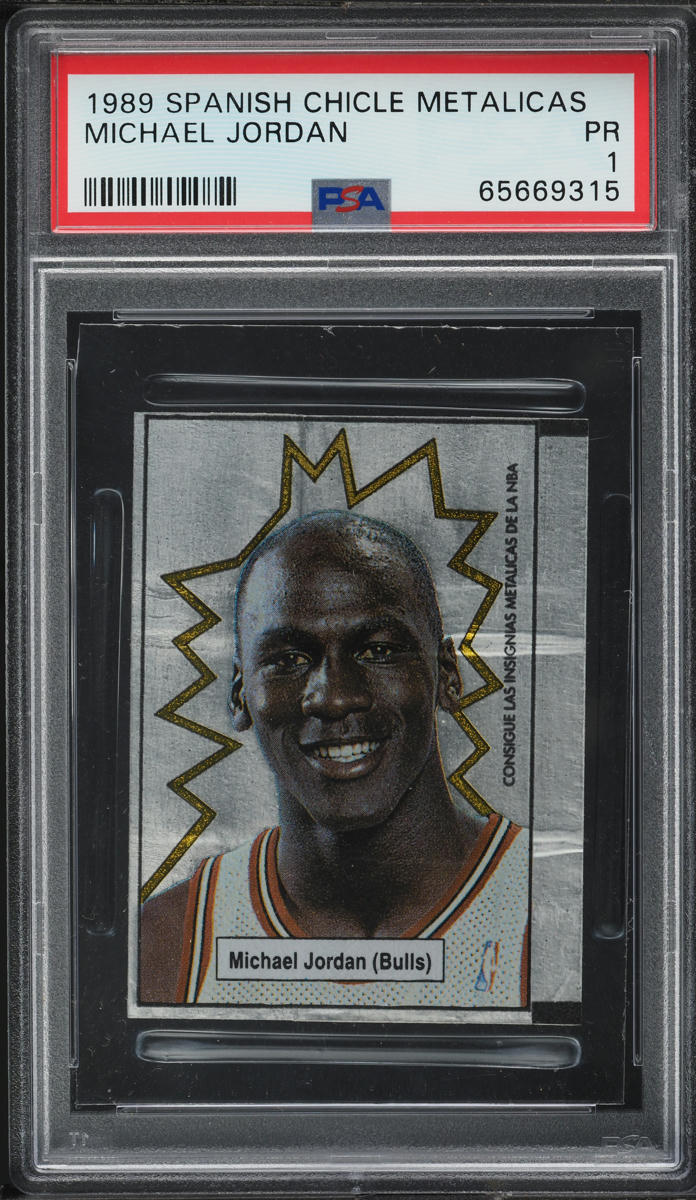 1989 Spanish Chicle Metalicas Michael Jordan PSA 1 PR on Fanatics Collect