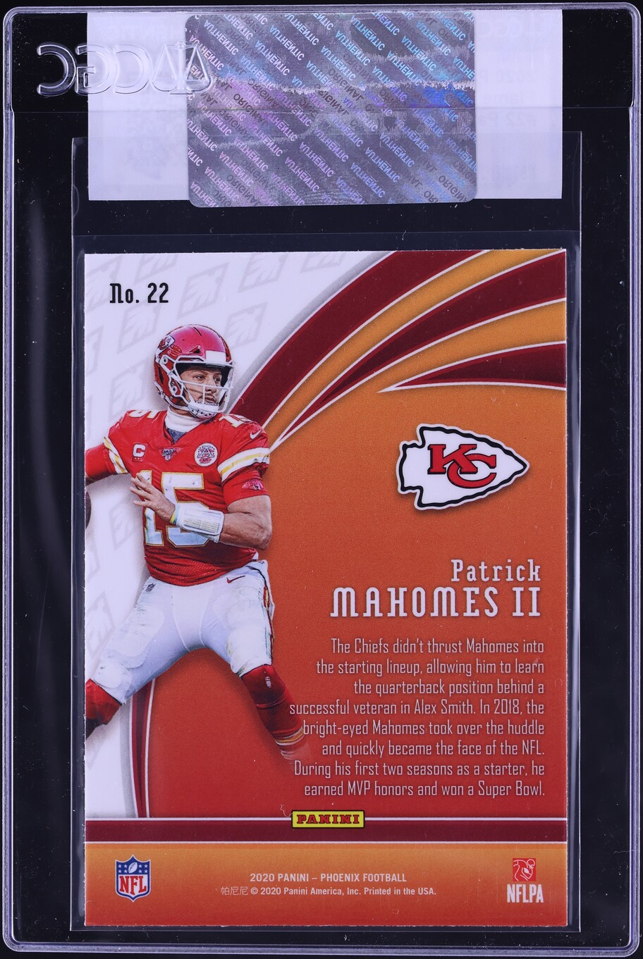 2020 Panini Phoenix Flame Throwers Patrick Mahomes II #22 CGC AUTH on ...