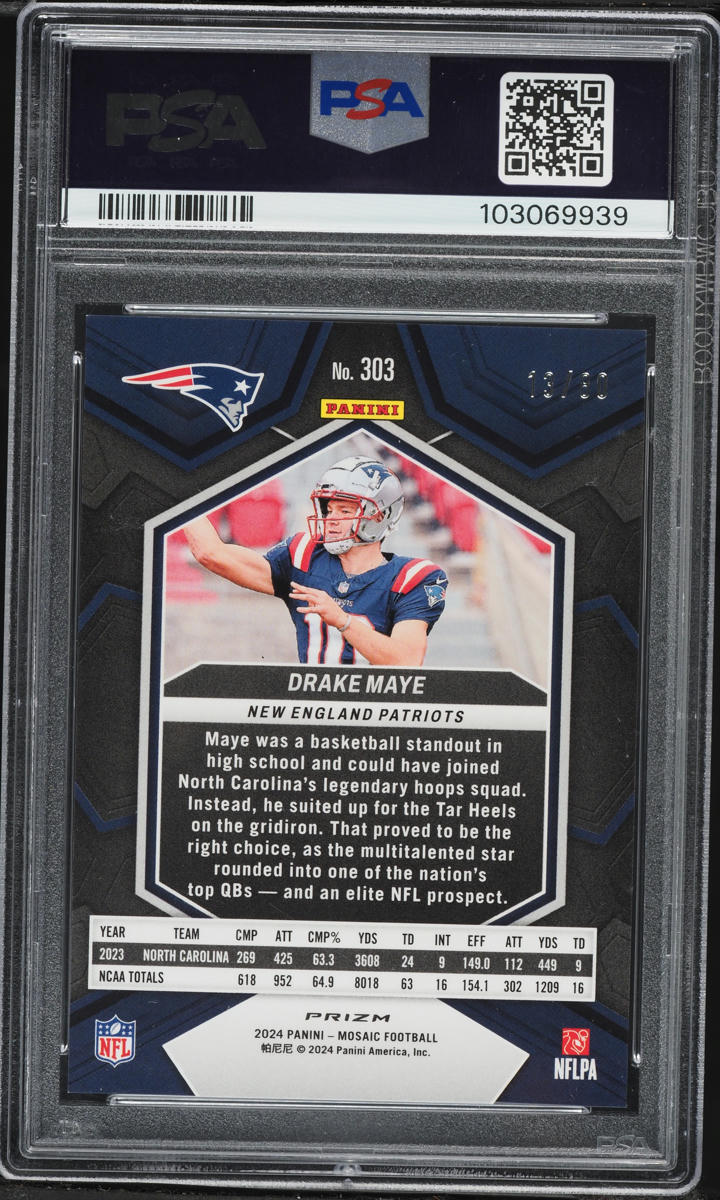 2024 Panini Mosaic Fusion Red & Yellow Choice Drake Maye ROOKIE /80 ...