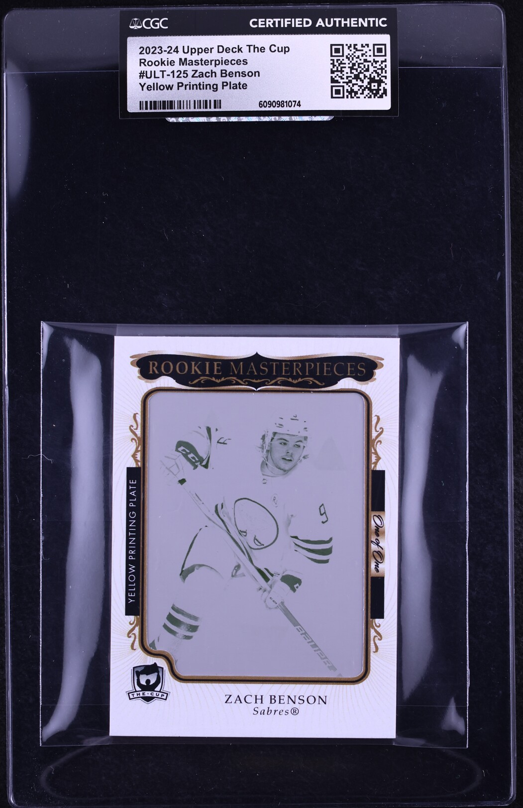 2023 Upper Deck The Cup Masterpieces Yellow Printing Plate Zach Benson ...