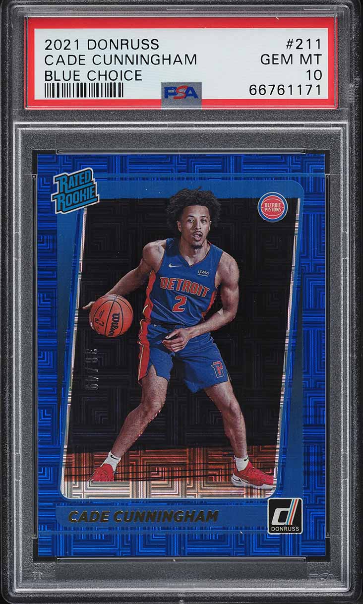 2021 Donruss Blue Choice Cade Cunningham ROOKIE /49 #211 PSA 10 GEM ...