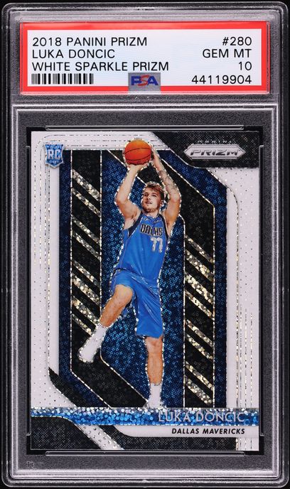 2018 Panini Prizm White Sparkle Luka Doncic ROOKIE #280 PSA 10 GEM MINT ...