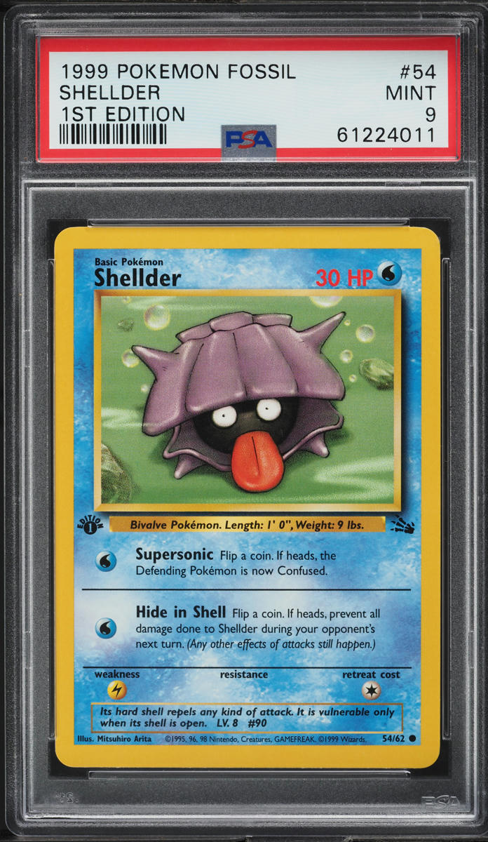 1999 Pokemon Fossil 1st Edition Shellder #54 PSA 9 MINT on Fanatics Collect