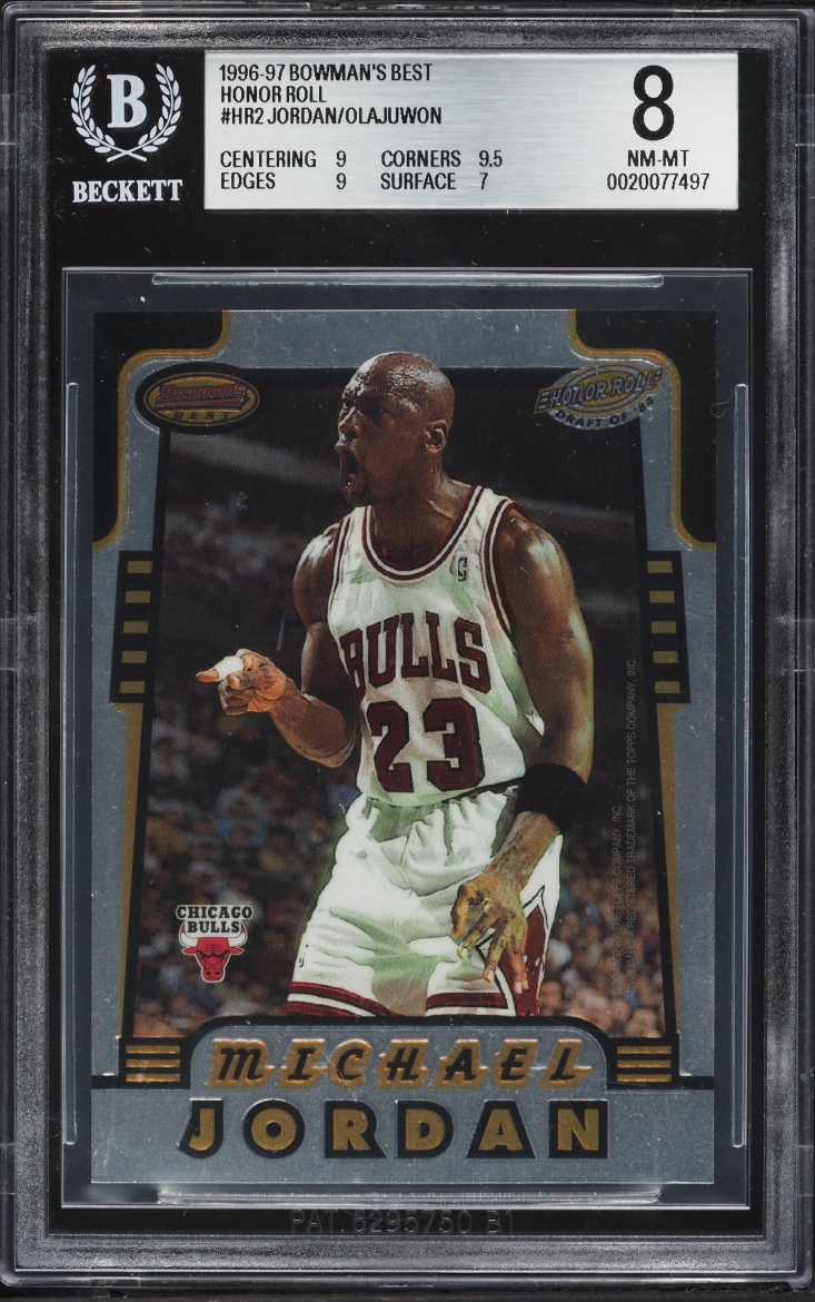 1996 Bowman's Best Honor Roll Michael Jordan Hakeem Olajuwon #HR2 BGS 8 ...