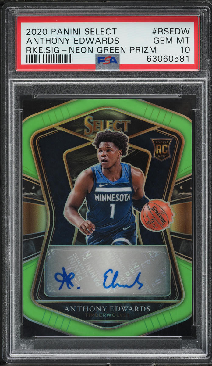 2020 Select Neon Green Prizm Anthony Edwards ROOKIE AUTO /99 #RS-EDW ...