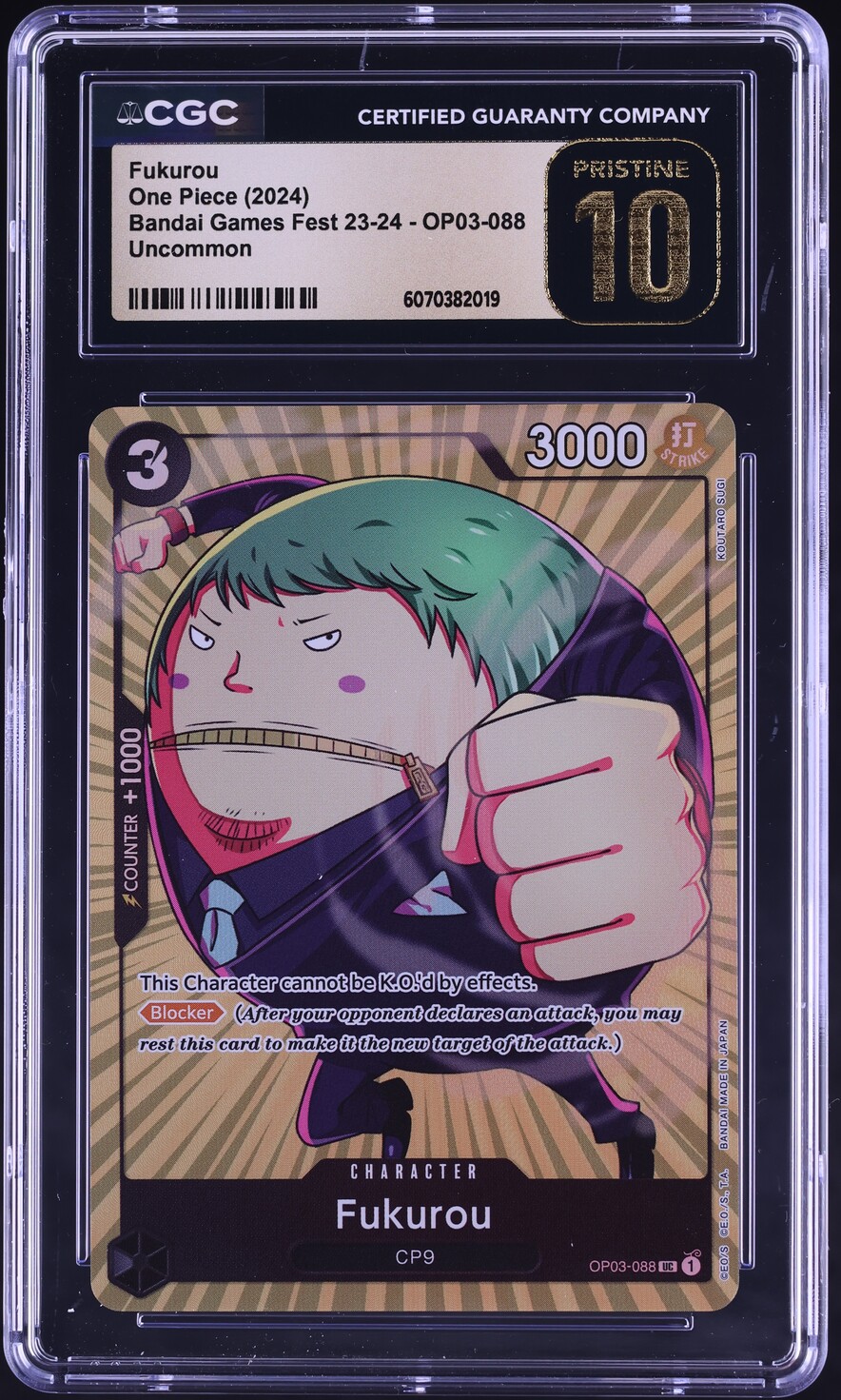2024 One Piece Bandai Games Fest Fukurou #OP03-088 CGC 10 PRISTINE on Fanatics Collect
