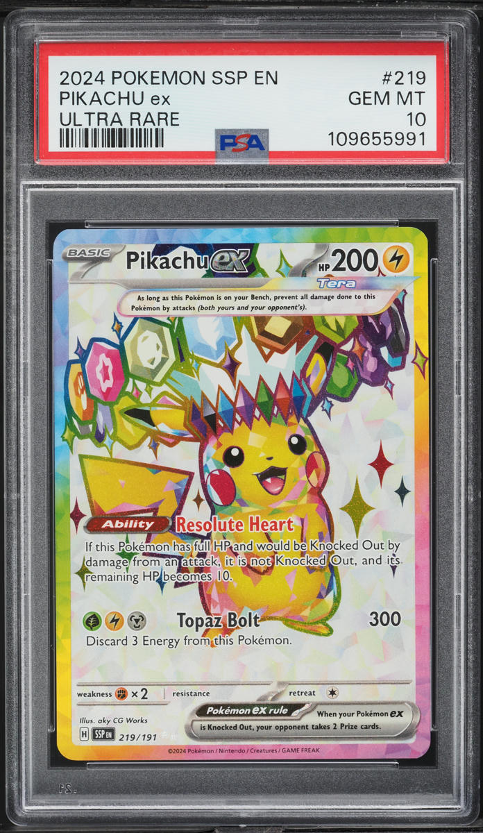 2024 Pokemon Scarlet & Violet Surging Sparks Full Art Pikachu ex #219 ...