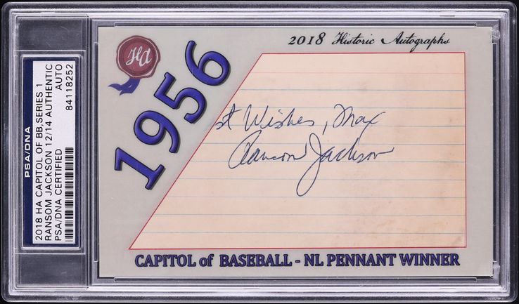 2018 Historic Autographs Capitol Of Baseball Series 1 Ransom Jackson ...