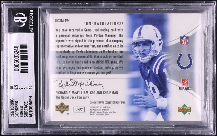 2006 Ultimate Collection Peyton Manning NFL SHIELD PATCH AUTO 1/1 #UCSM ...