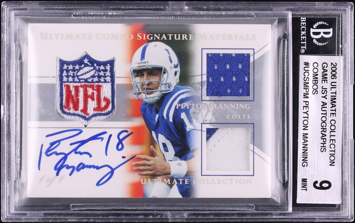 2006 Ultimate Collection Peyton Manning NFL SHIELD PATCH AUTO 1/1 #UCSM ...