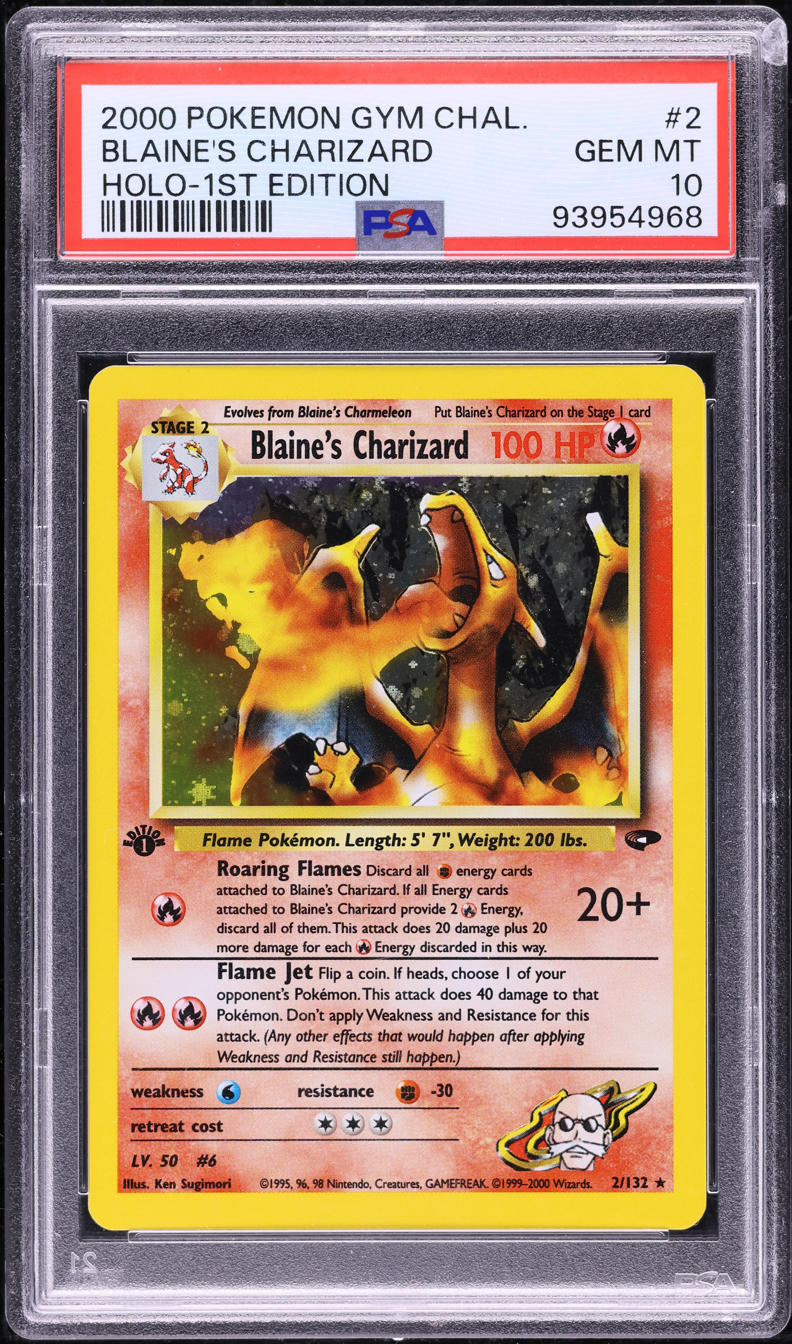 2000 Pokemon Gym Challenge 1st Edition Holo Blaine's Charizard #2 PSA 10 GEM on Fanatics Collect