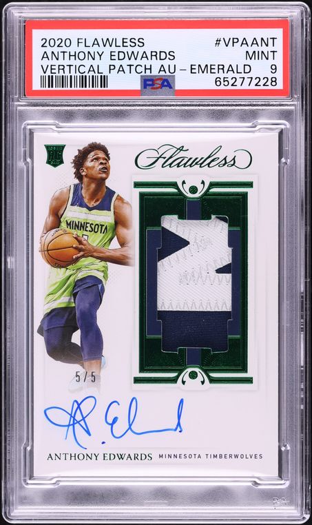 2020 Panini Flawless Emerald Anthony Edwards ROOKIE PATCH AUTO JSY # 5/ ...