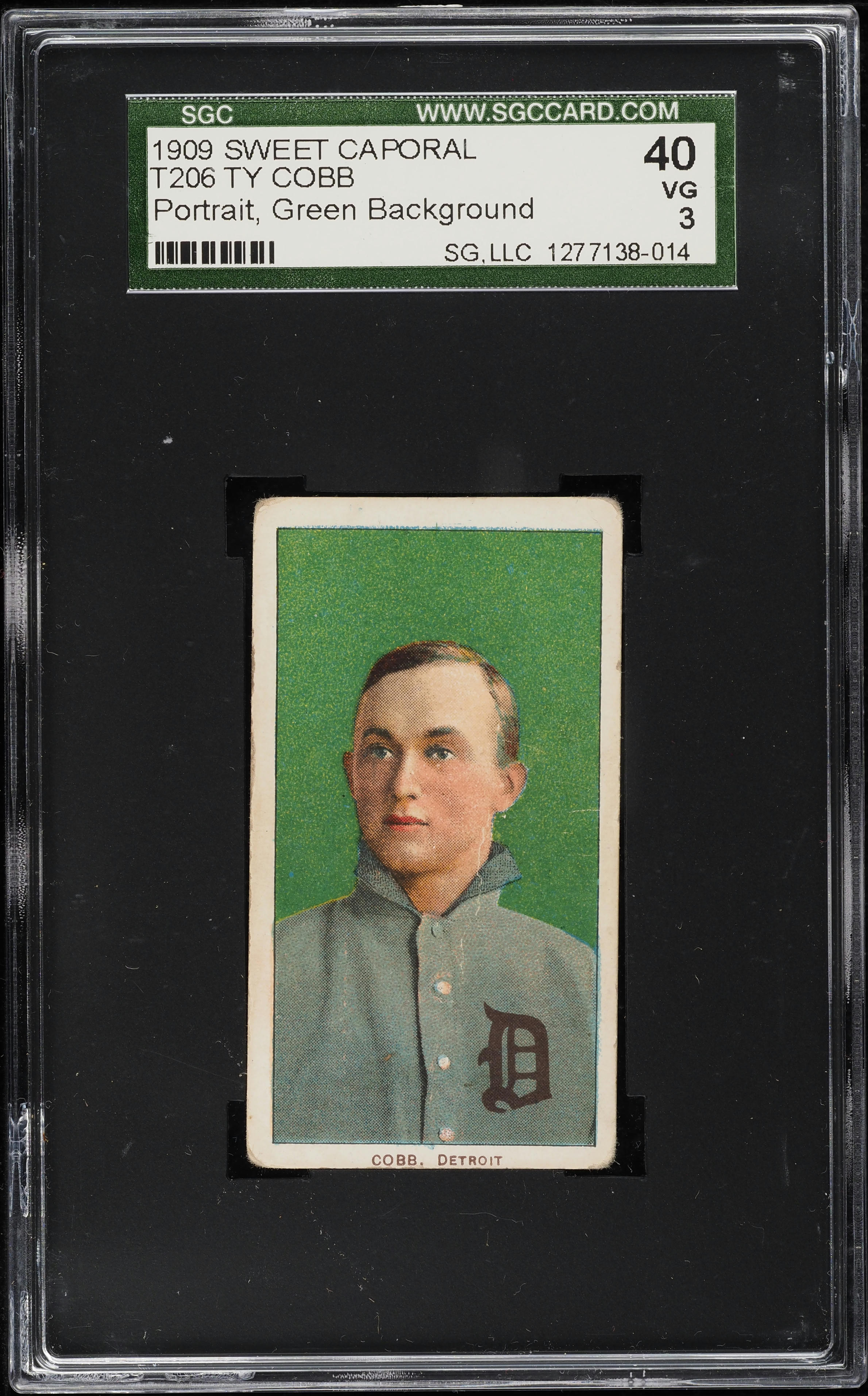 1909-11 T206 Ty Cobb GREEN PORTRAIT SGC 3 VG on Fanatics Collect