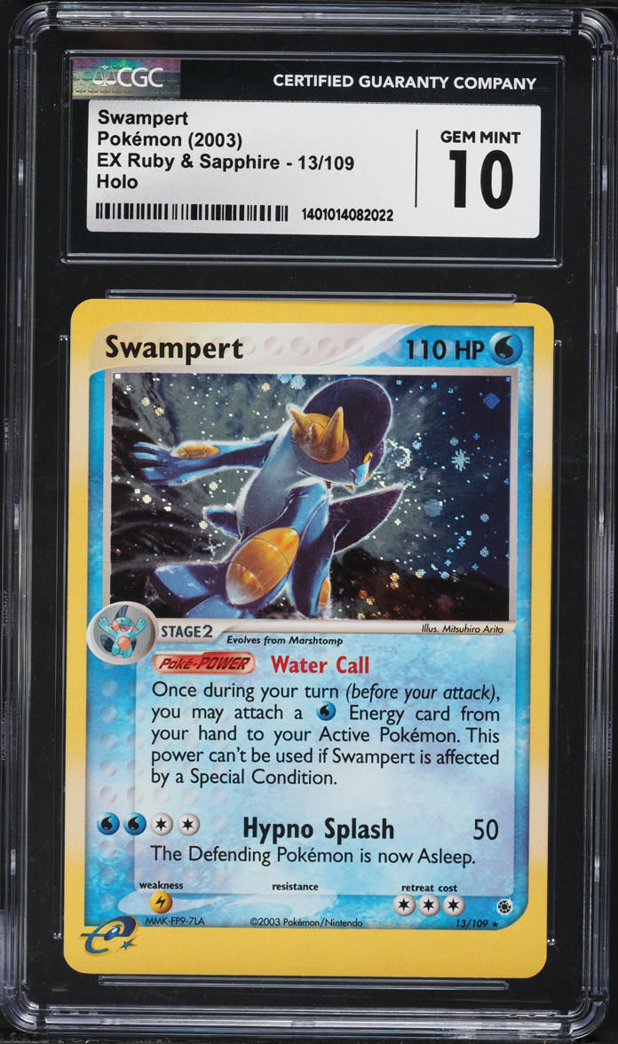 2003 Pokemon EX Ruby & Sapphire Holo Swampert #13 CGC 10 GEM MINT on ...