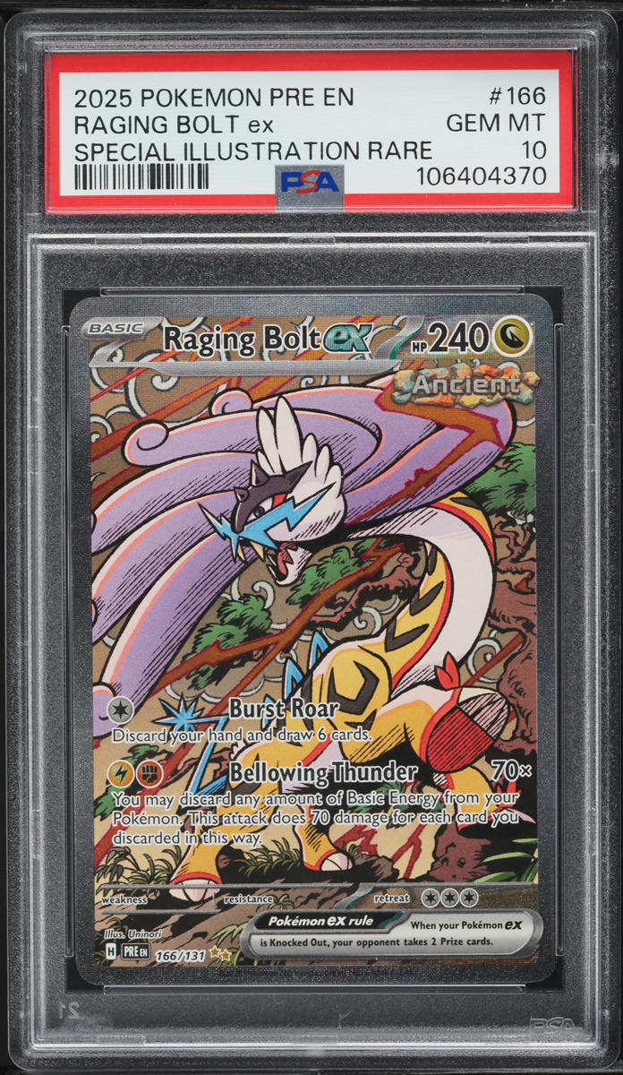 2025 Pokemon SV Prismatic Evolutions SIR Raging Bolt ex #166 PSA 10 GEM ...