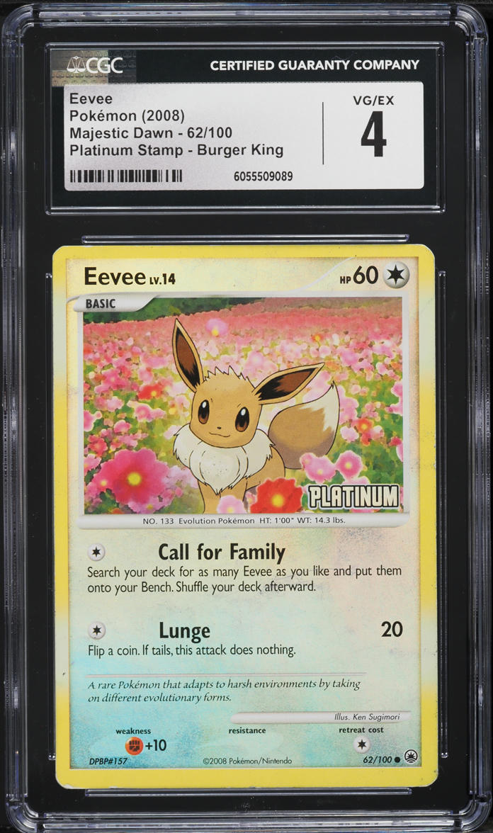 2008 Pokemon Majestic Dawn Platinum Stamp Burger King Eevee #62 CGC 4 ...