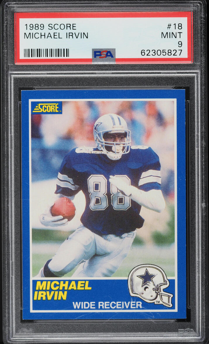 1989 Score Football Michael Irvin ROOKIE #18 PSA 9 MINT on Fanatics Collect