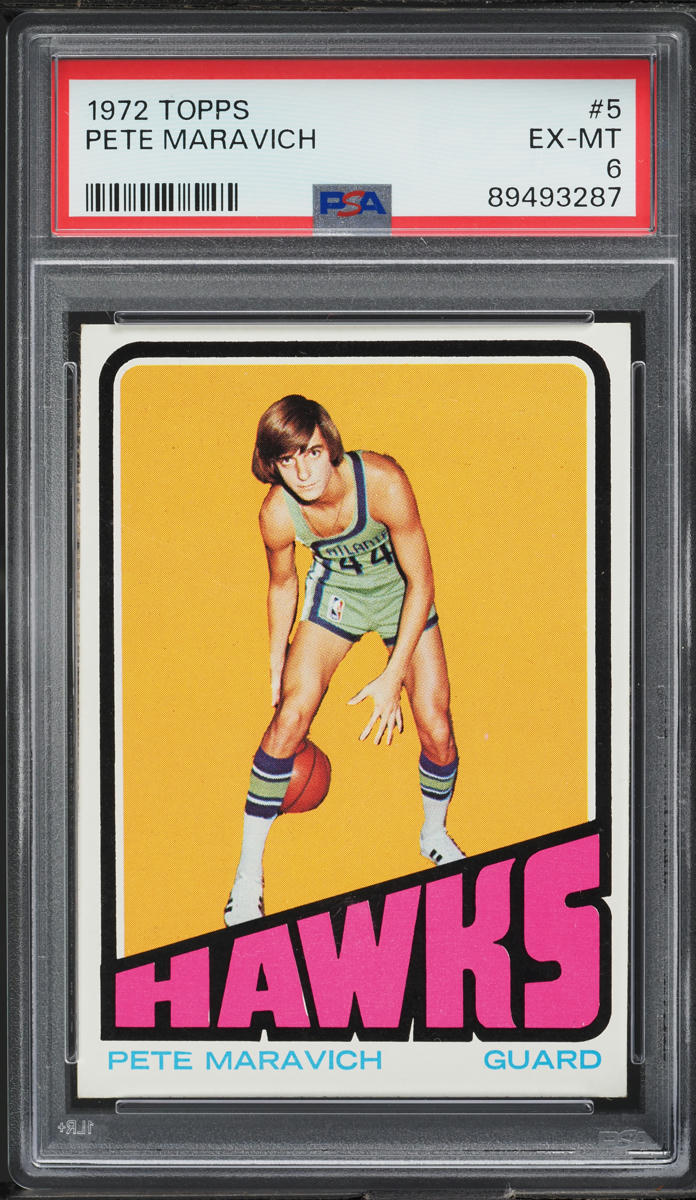 1972 Topps Basketball Pete Maravich #5 PSA 6 EXMT on Fanatics Collect