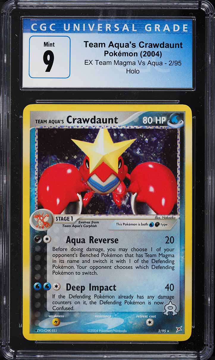 2004 Pokemon EX Team Magma Vs Aqua Holo Team Aqua's Crawdaunt #2 CGC 9 MINT on Fanatics Collect