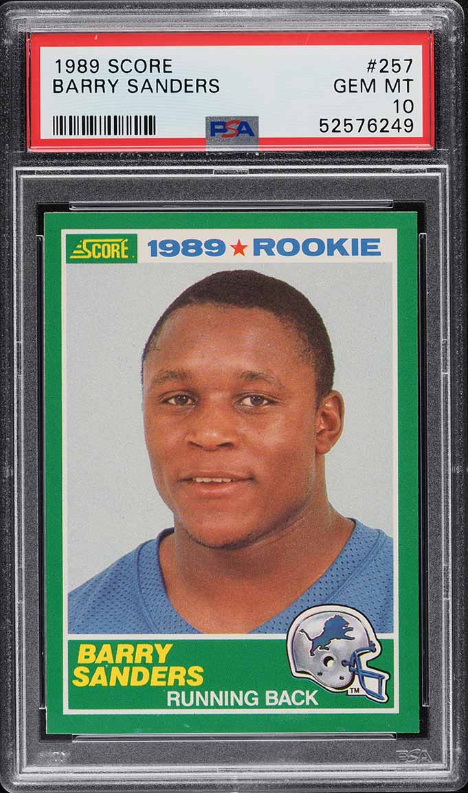 1989 Score Football Barry Sanders ROOKIE #257 PSA 10 GEM MINT on ...