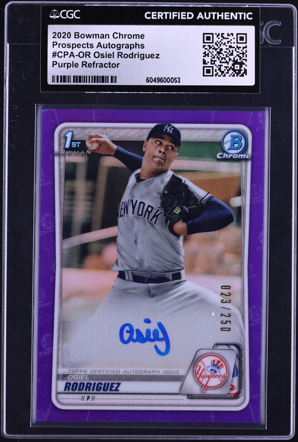 2020 Bowman Chrome Purple Refractor Osiel Rodriguez PROSPECT AUTO /250 ...