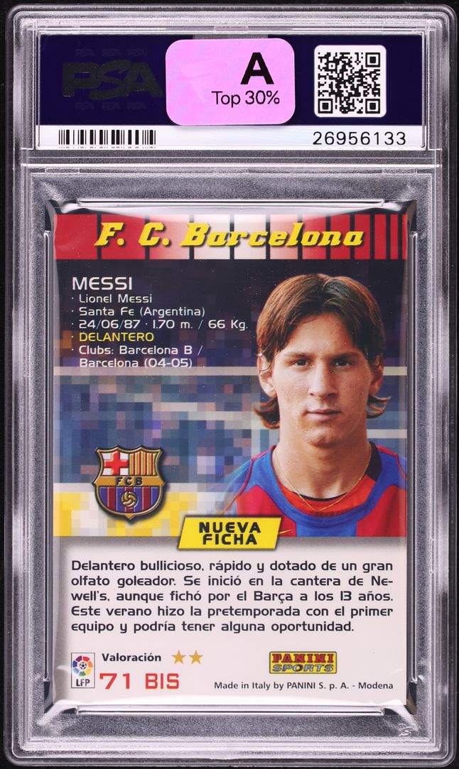 2004 Panini Sports Mega Cracks La Liga Lionel Messi ROOKIE #71 PSA 9 ...