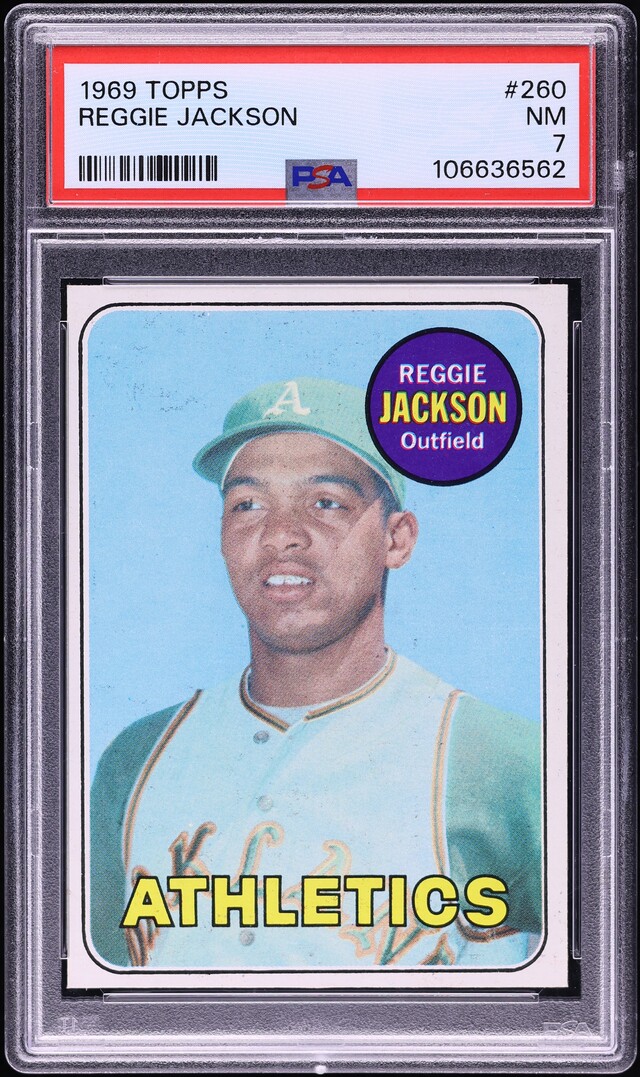 1969 Topps Reggie Jackson ROOKIE #260 PSA 7 NRMT on Fanatics Collect