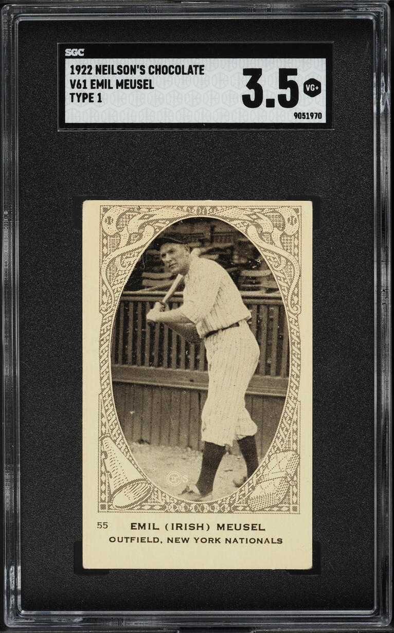 1922 V61 Neilson's Chocolate Boston Emil Meusel TYPE 1 SGC 3.5 VG+ on Fanatics Collect