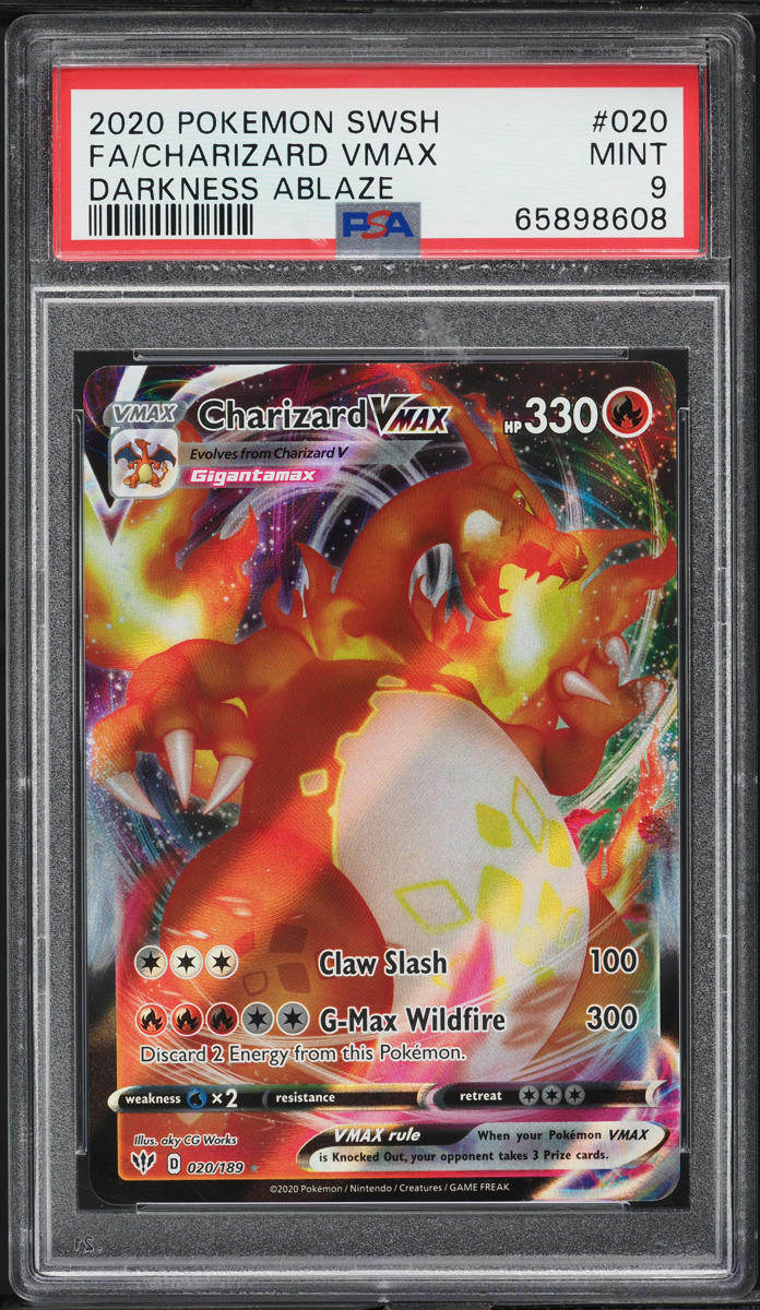 2020 Pokemon SWSH Darkness Ablaze Full Art Charizard VMAX #20 PSA 9 ...