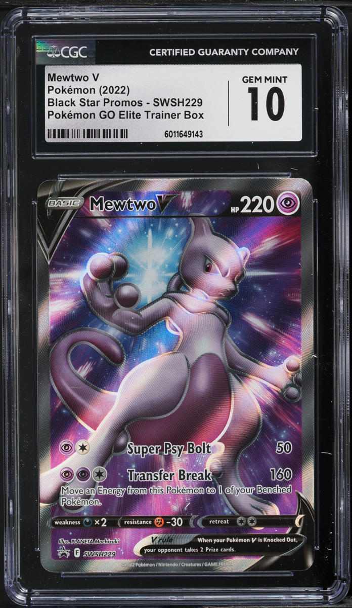 2022 Pokemon SWSH Black Star Promo Pokemon GO Elite Mewtwo V #229 CGC ...