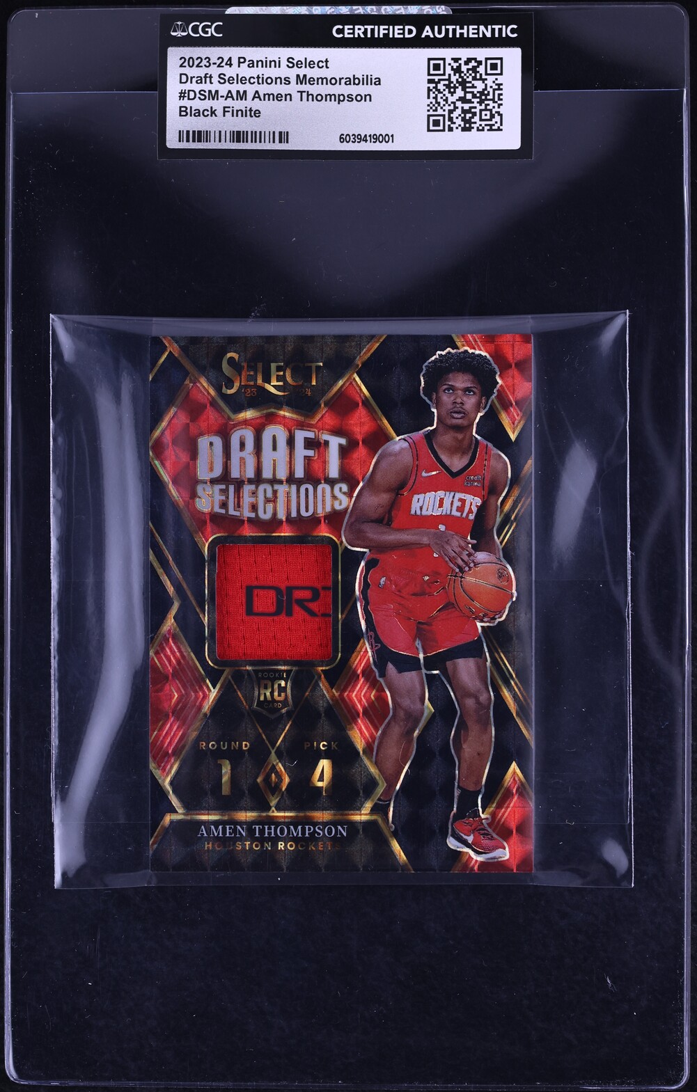 2023 Select Draft Selections Black Finite Amen Thompson RC PATCH 1/1 ...