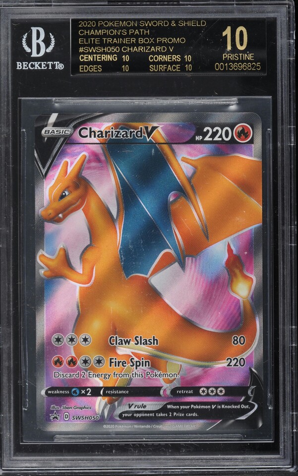 2020 Pokemon SWSH Promo Champion's Path Charizard V #50 BGS 10 BLACK ...
