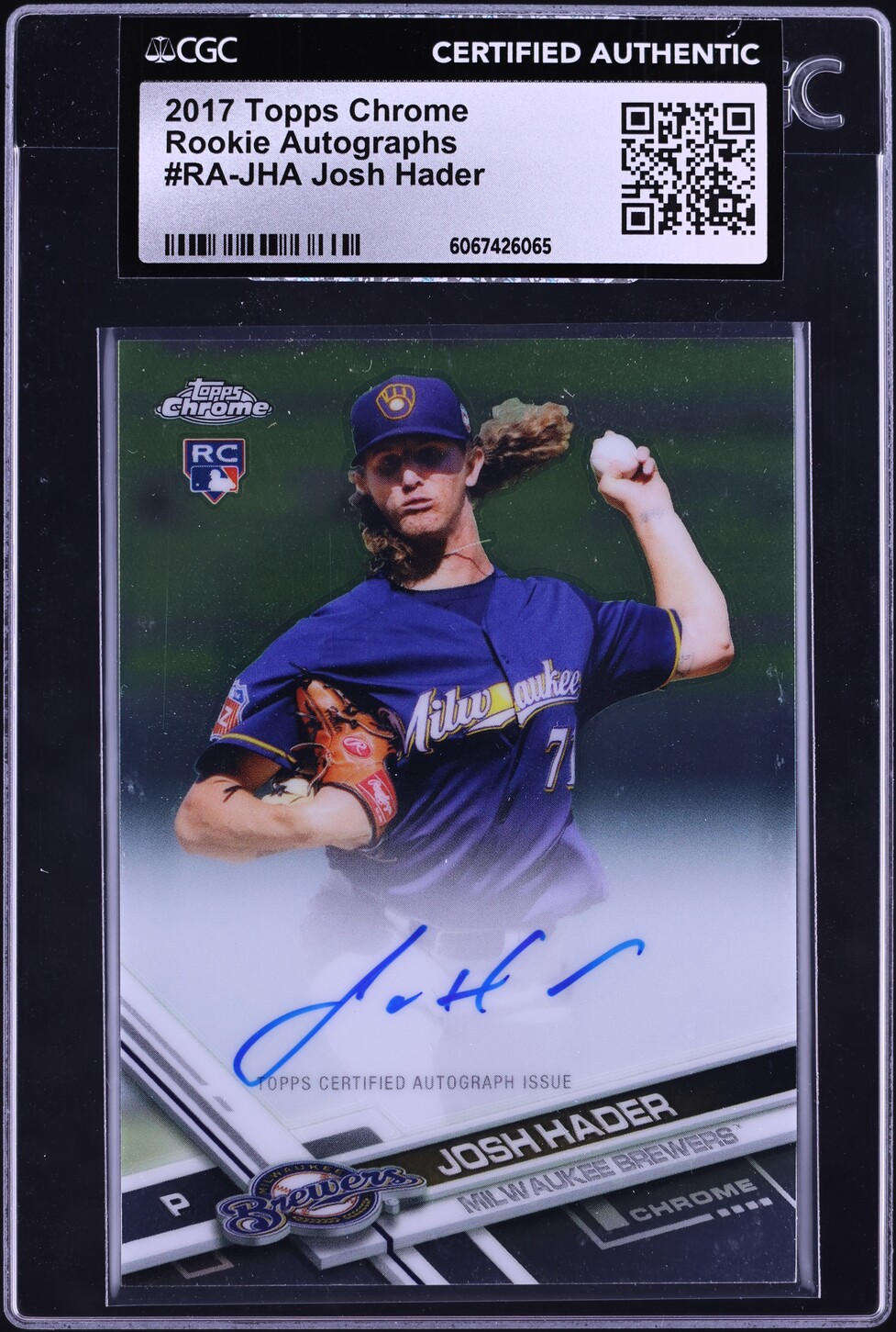 2017 Topps Chrome Josh Hader ROOKIE AUTO #RA-JHA CGC AUTH on Fanatics ...