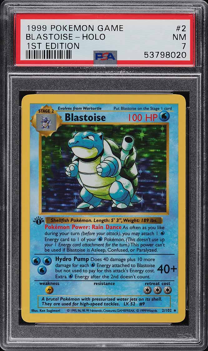 1999 Pokemon Base Set Shadowless 1st Edition Holo Blastoise #2 PSA 7 ...