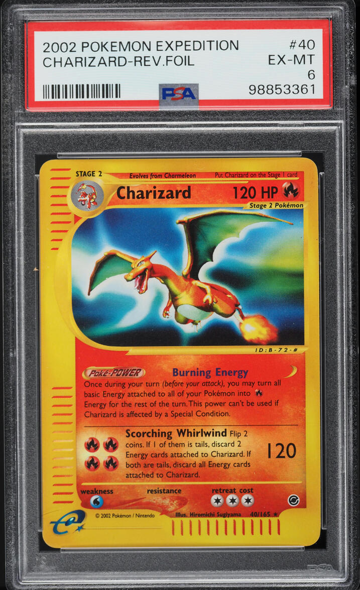2002 Pokemon Expedition Reverse Holo Charizard #40 PSA 6 EXMT on ...