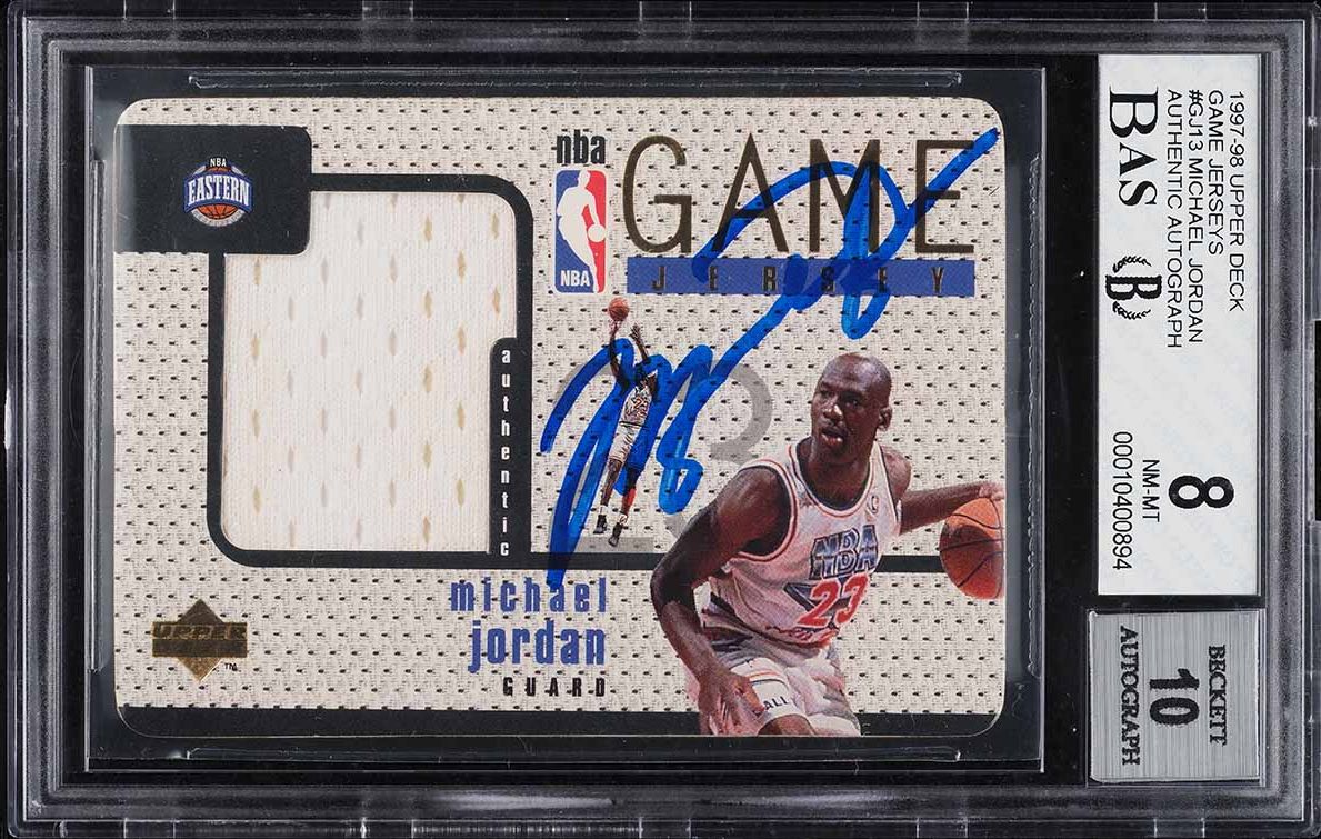 1997 Upper Deck Game Jersey Michael Jordan PATCH AUTO #GJ13 BAS BGS 8 ...