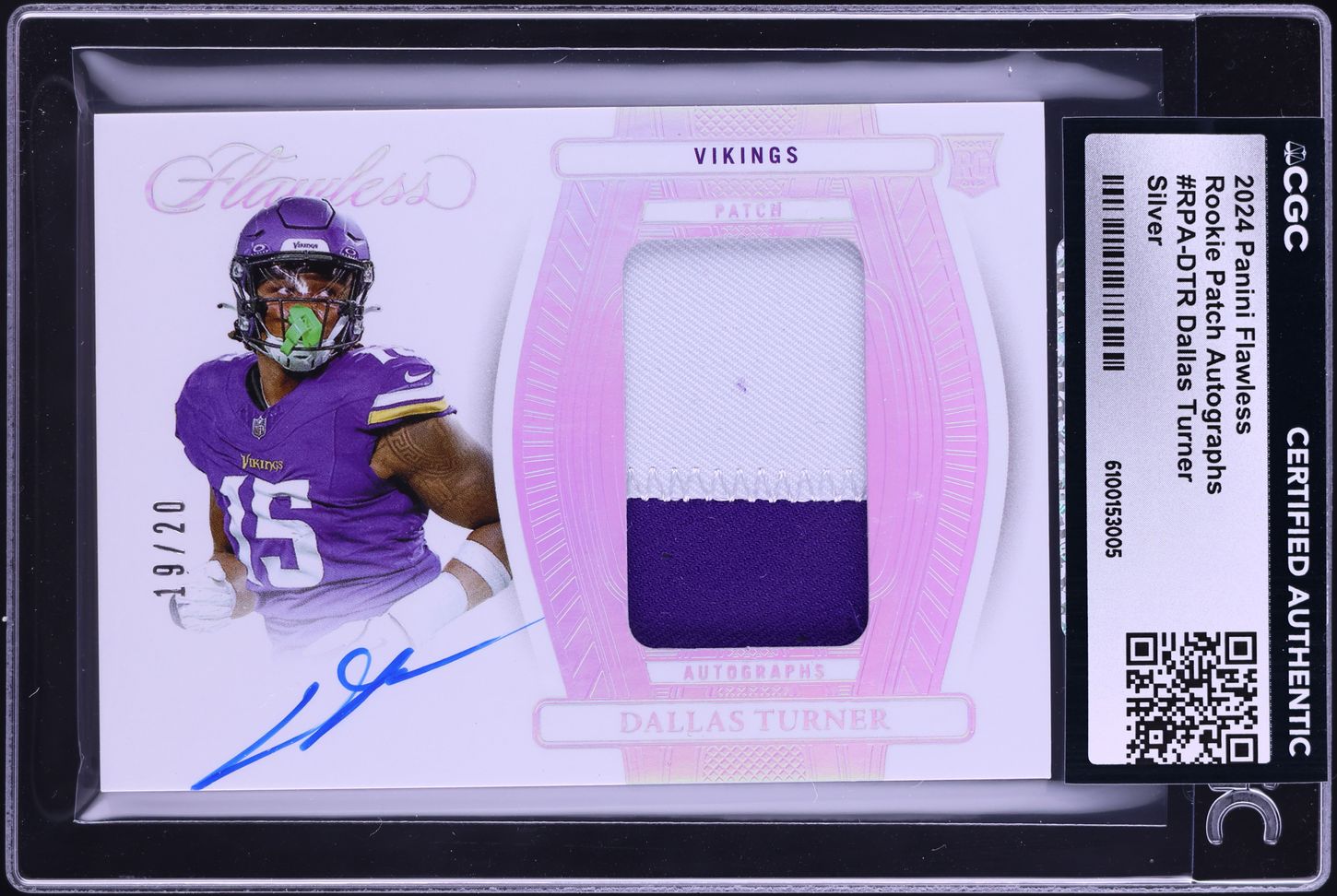 2024 Panini Flawless Silver Dallas Turner ROOKIE PATCH AUTO /20 #RPA ...