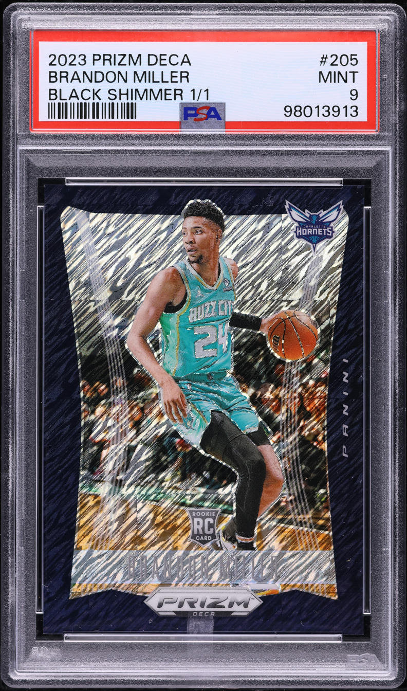 2023 Panini Prizm Deca Black Shimmer Brandon Miller ROOKIE 1/1 #205 PSA ...
