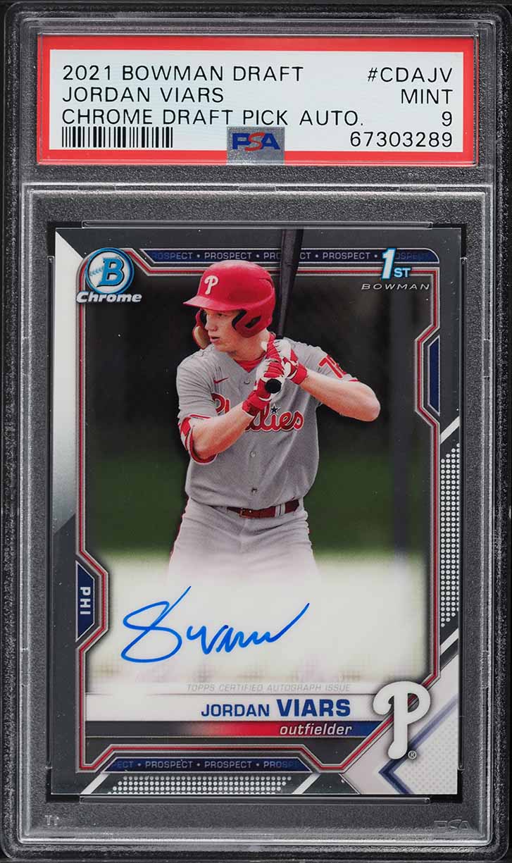 2021 Bowman Chrome Draft Pick Jordan Viars ROOKIE AUTO #CDA-JV PSA 9 ...