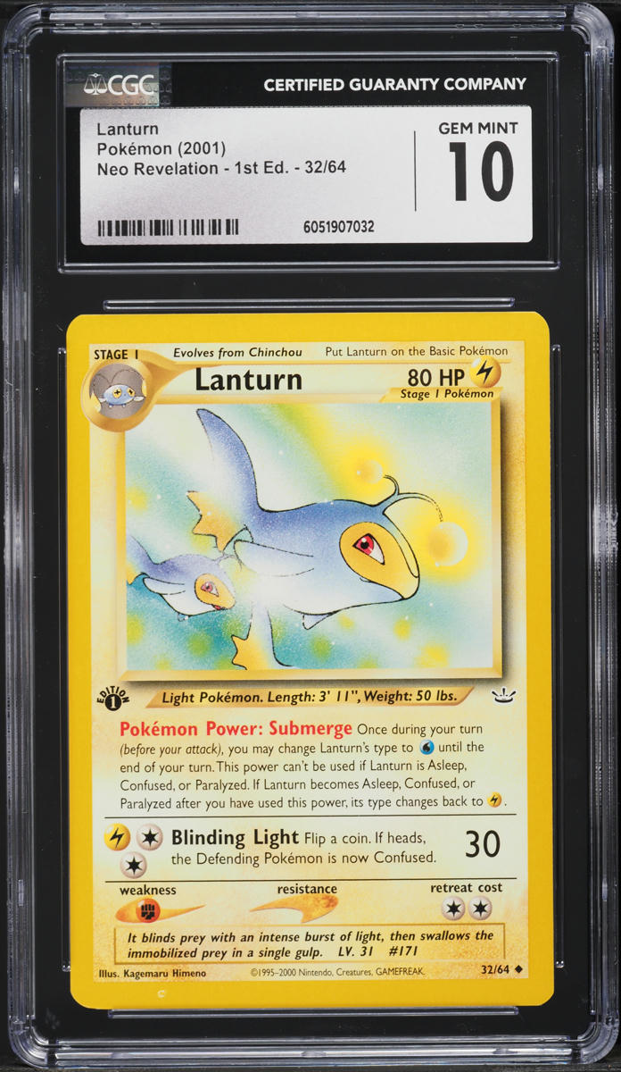 2001 Pokemon Neo Revelation 1st Edition Lanturn #32 CGC 10 GEM MINT on Fanatics Collect