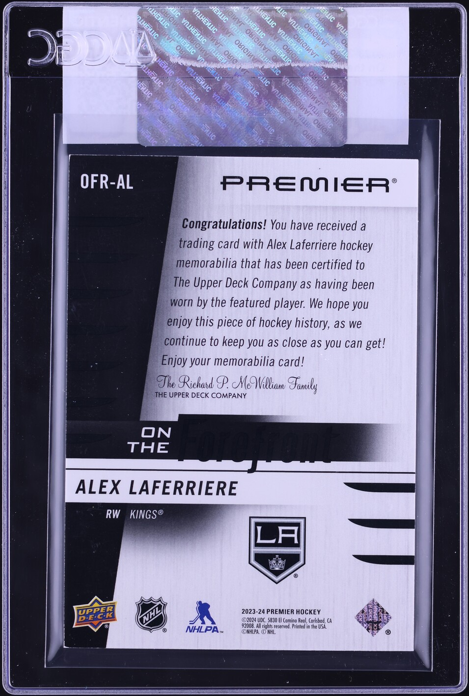 2023 Upper Deck Premier On The Forefront Alex Laferriere RC PATCH /299 ...