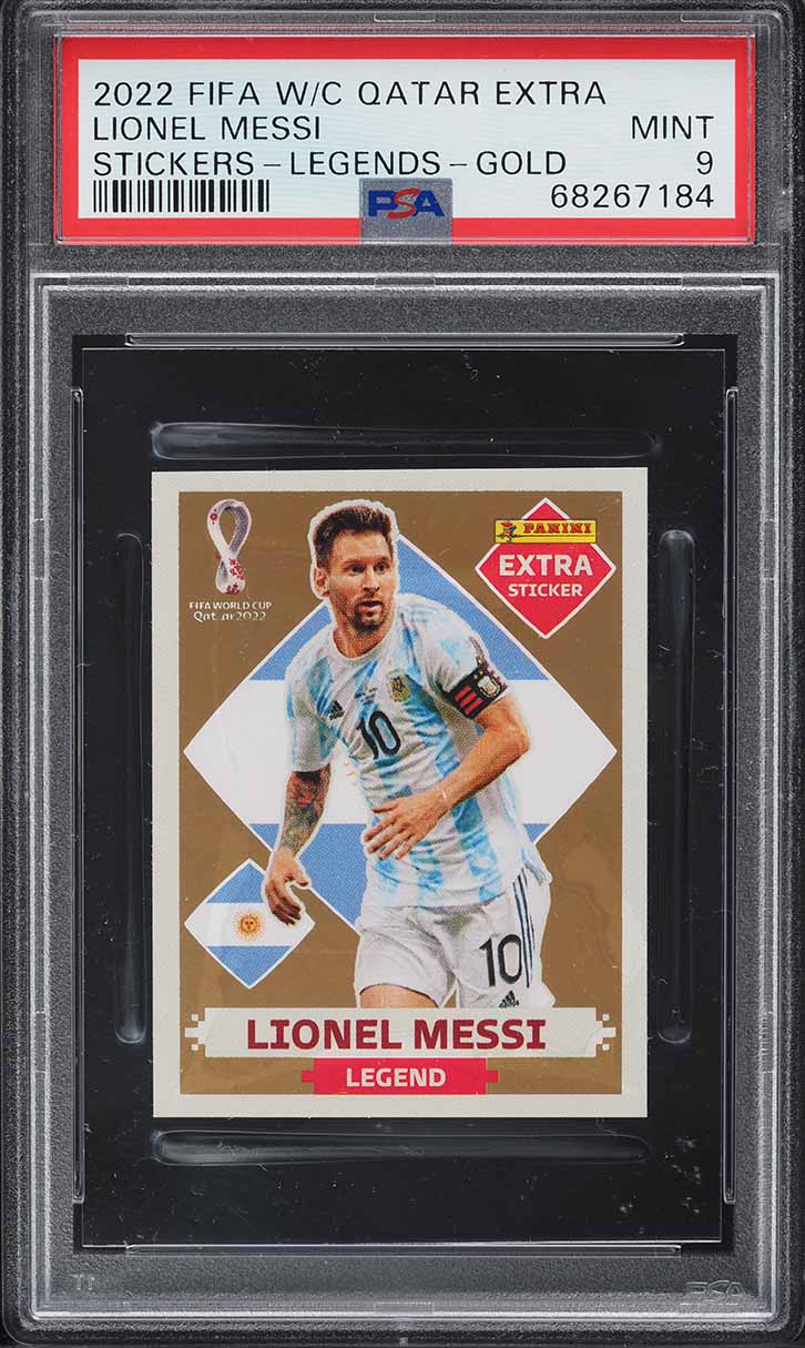 2022 Panini FIFA World Cup Extra Stickers Legends Gold Lionel Messi PSA ...