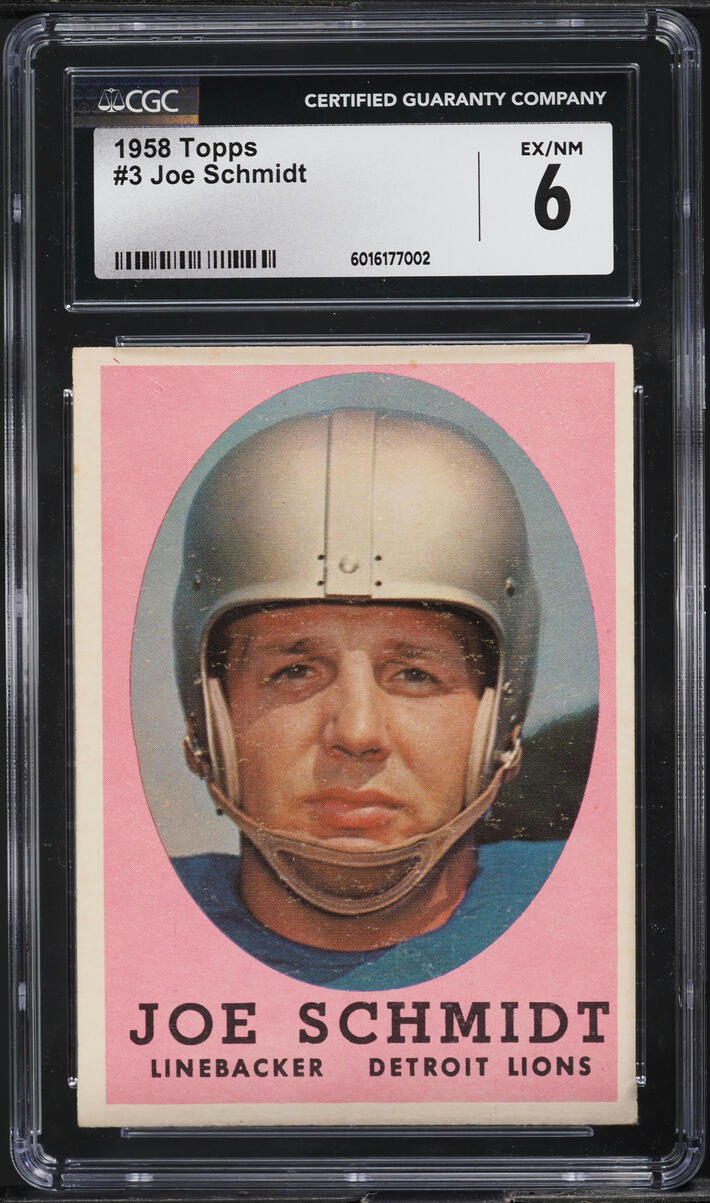1958 Topps Football Joe Schmidt #3 CGC 6 EXMT on Fanatics Collect