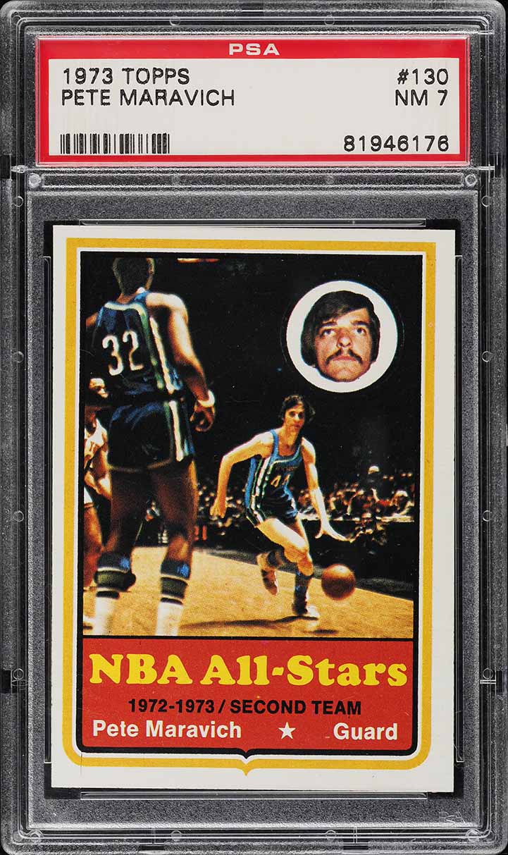 1973 Topps Basketball Pete Maravich ALL-STAR #130 PSA 7 NRMT on ...