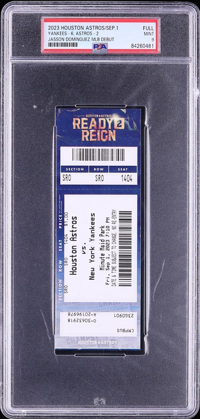 2023 Houston Astros Full Ticket Jasson Dominguez MLB Debut PSA 9 MINT ...