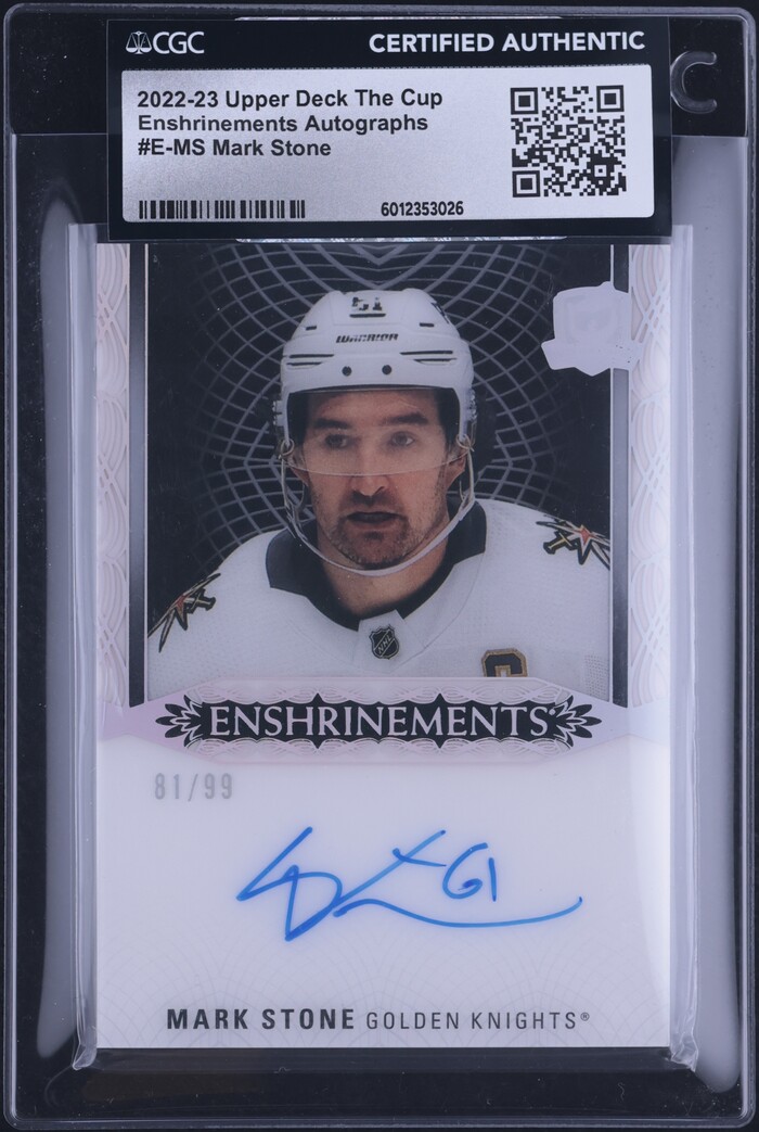 2022 Upper Deck The Cup Enshrinements Mark Stone AUTO /99 #E-MS CGC ...