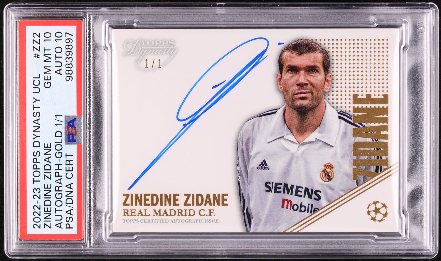 2022 Topps Dynasty UEFA Gold Zinedine Zidane AUTO DNA 10 1/1 #A-ZZ2 PSA ...