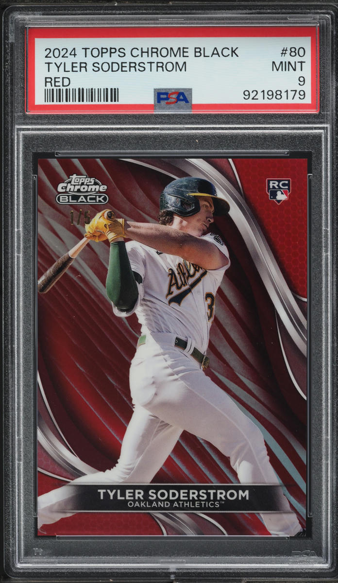 2024 Topps Chrome Black Red Tyler Soderstrom ROOKIE 1/5 #80 PSA 9 MINT ...