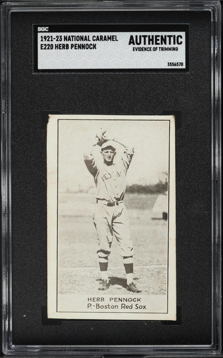 1921 E220 National Caramel Herb Pennock SGC AUTH on Fanatics Collect